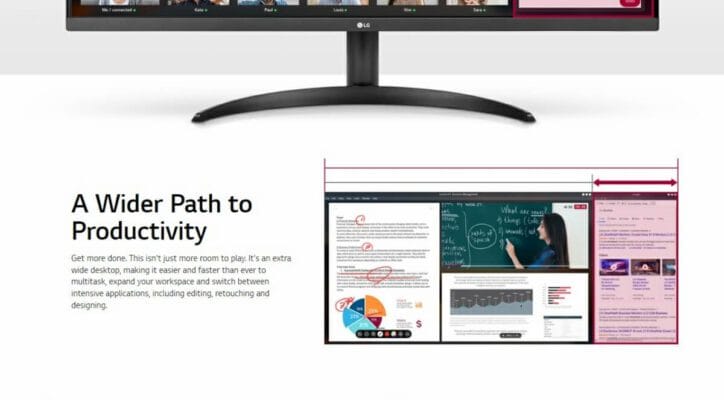 LG 34WP500-B UltraWide Monitor - 34 inch UWFHD (2560 x 1080), IPS 21:9 ...