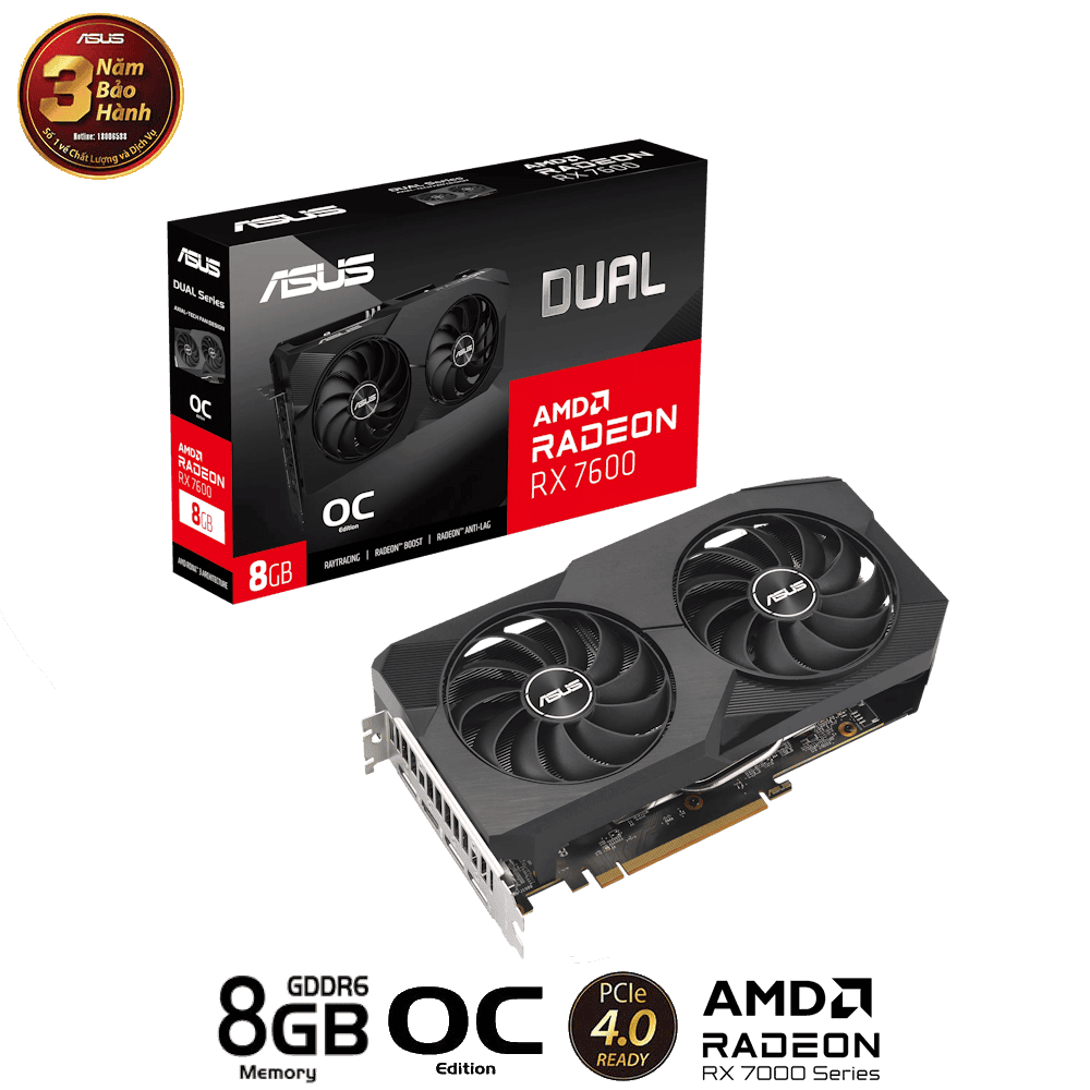 ASUS Dual Radeon RX 7600 OC Edition 8GB GDDR6 (DUAL-RX7600-O8G ...