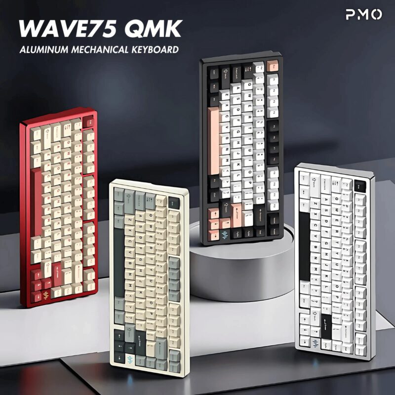 PMO WAVE75 Pro QMK Aluminum Mechanical Keyboard - 75%, 3-mode, FR4 ...