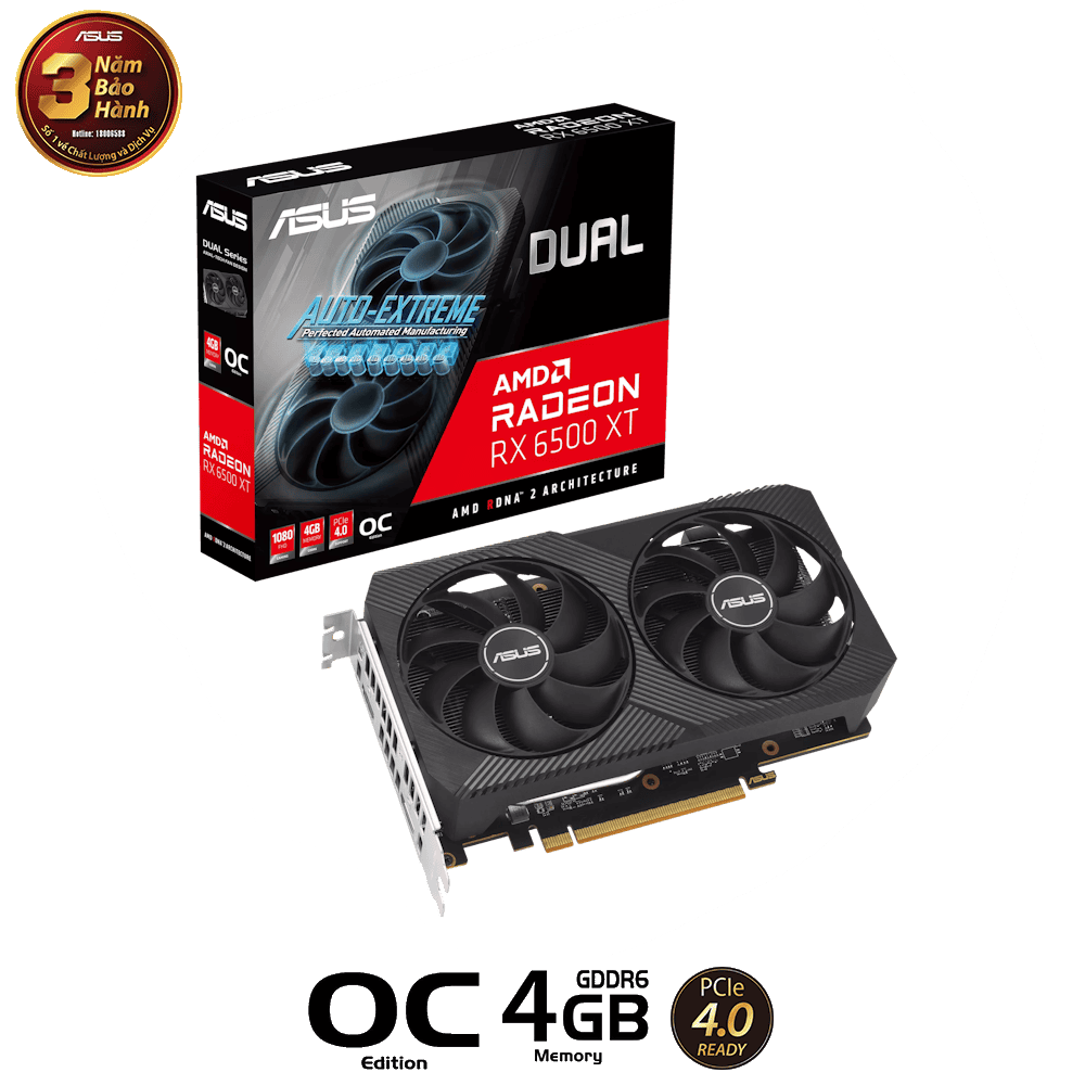 ASUS Dual Radeon RX 6500 XT V2 OC Edition 4GB GDDR6 Graphics Card