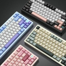 PMO WAVE75 Pro QMK Aluminum Mechanical Keyboard - 75%, 3-mode, FR4, Snow (Kailh), 8000mAh, PVD ...